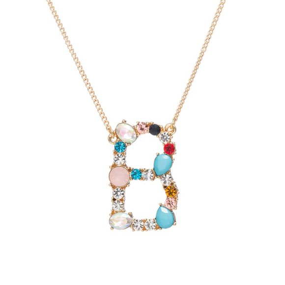 Bahati | Jewelry | Multi Color Large Initial Letter B Name Necklace ...